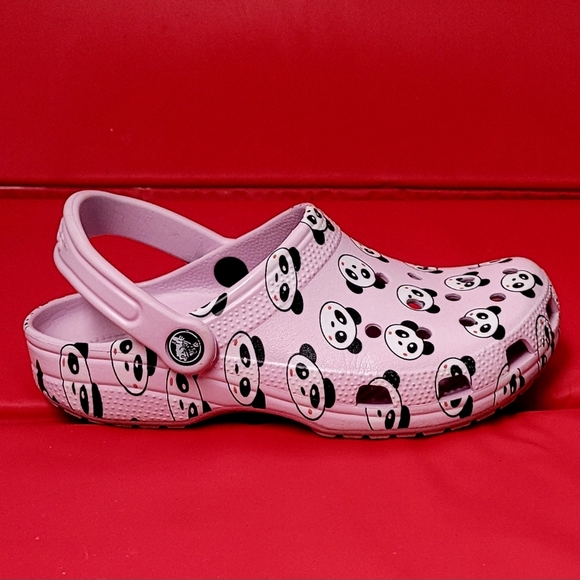 CROCS | Shoes | Crocs Baby Pink With Allover Baby Panda Anime Print ...